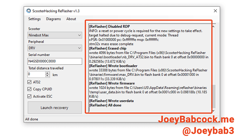 How to STLink Ninebot Max G30 Gen 2 AT32 ESC - Fixes Bricked or Updated Controllers - joeybabcock.me